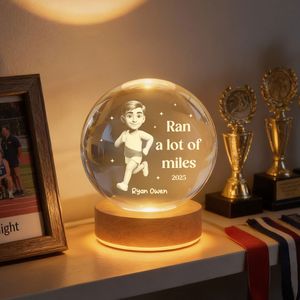 Ran A Lot Of Miles Running Boy Girl - Personalized Crystal Ball LED Ni ...